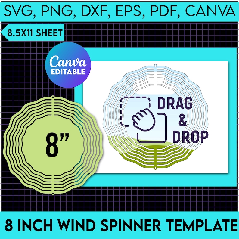 Wind Spinner Template, 8" Wind Spinner for Sublimation, Wind Spinner ...