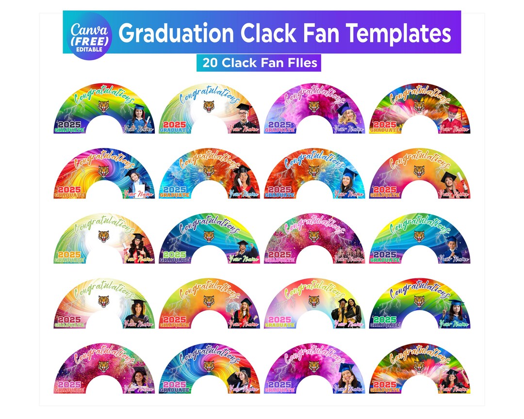 20 Graduation Clack Fan Canva Editable Template, 2026 Clack Fan Designs ...