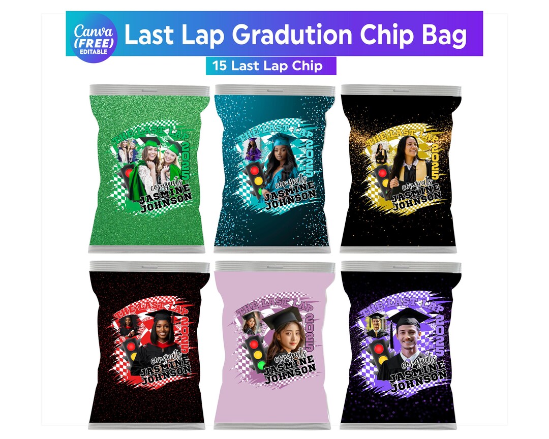 Graduation Chip Bag Canva Template, Graduation Party Favor, Class of ...