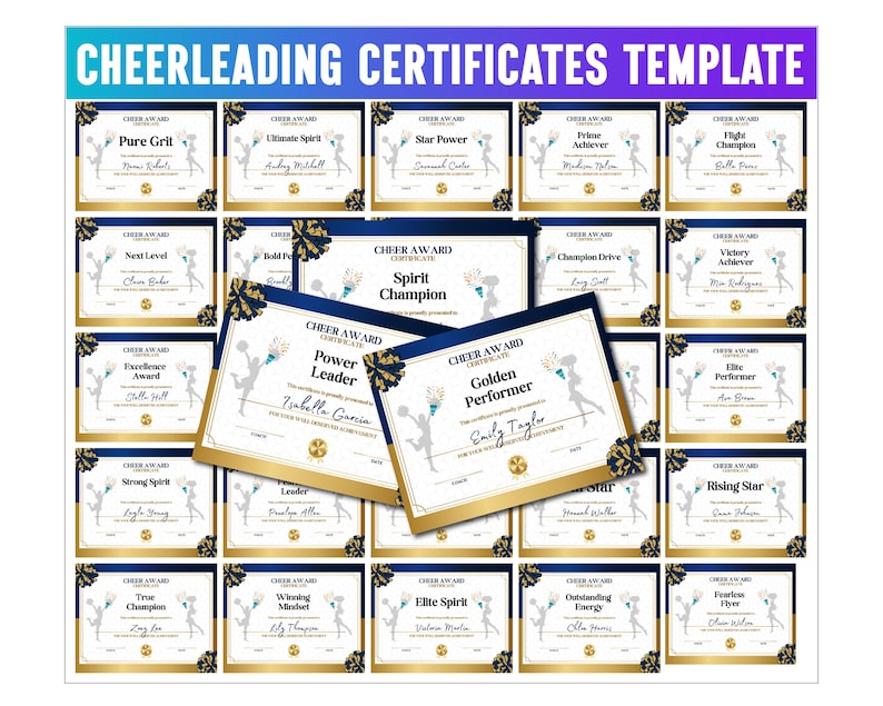35 Cheerleading Certificates Template, EDITABLE Cheerleader Certificate ...