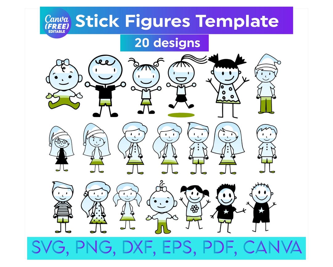 Stick Figures Canva Frame, Stick Figure Svg, Stick People Svg, Stick ...