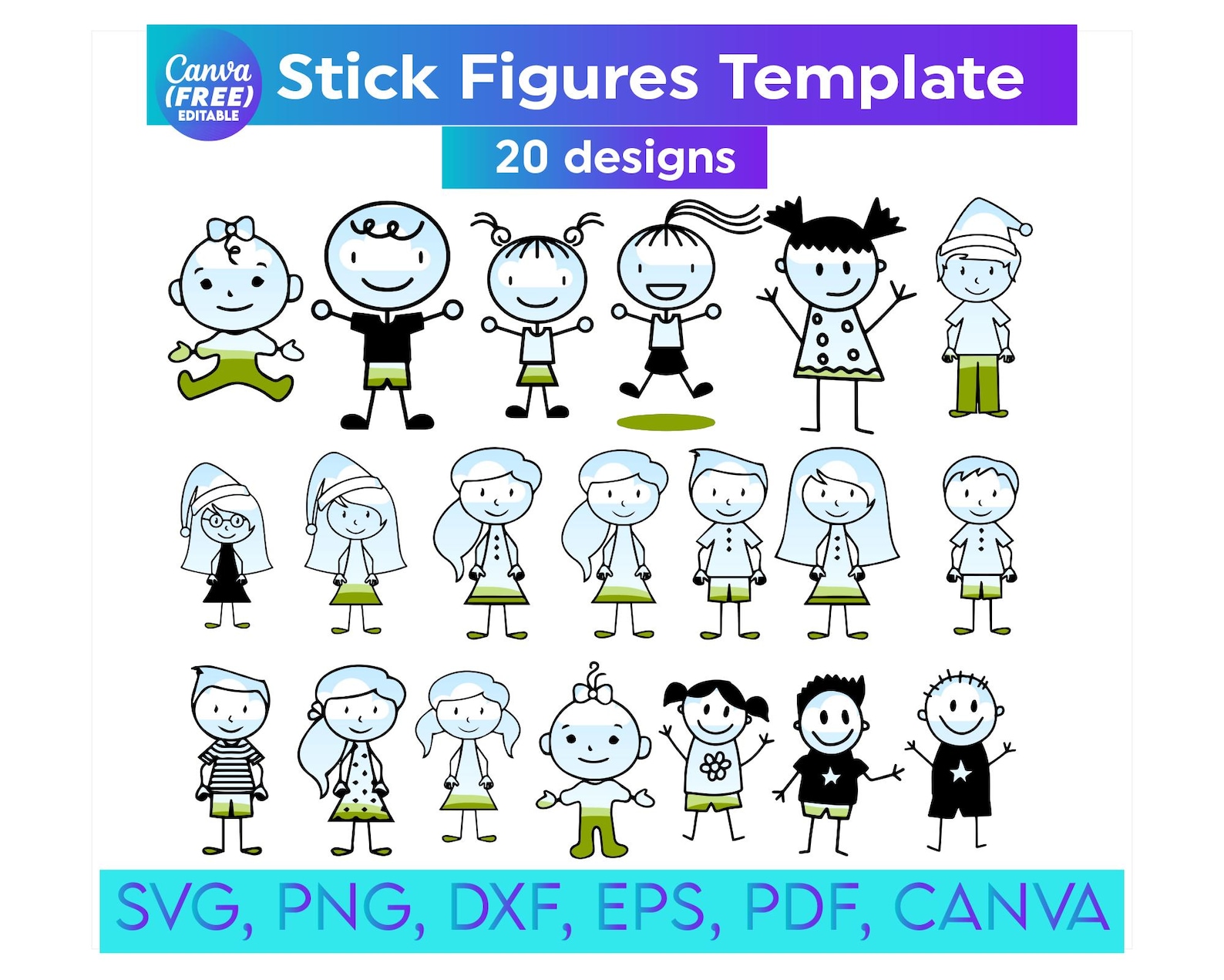 Stick Figures Canva Frame, Stick Figure Svg, Stick People Svg, Stick ...