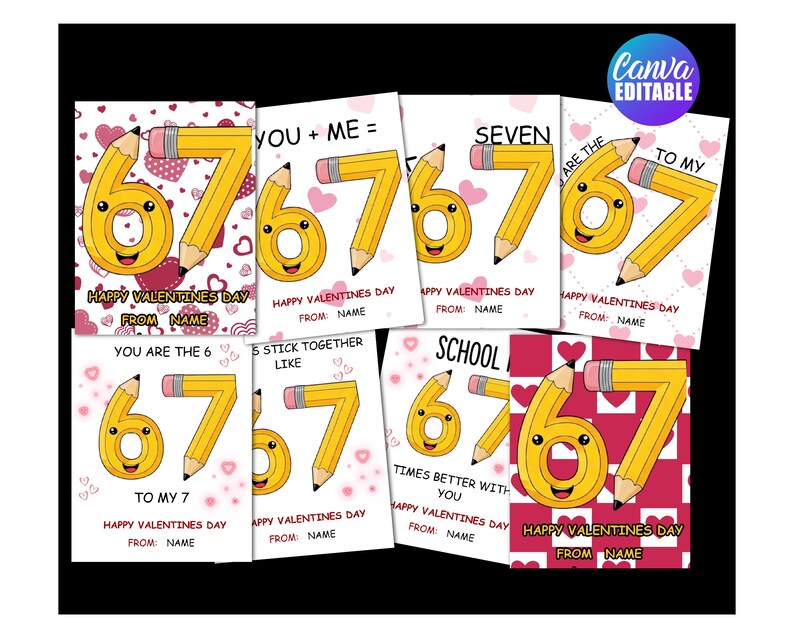 Valentine 67 Meme Cards Template, Gen Z Alpha Classroom Exchange Gift ...