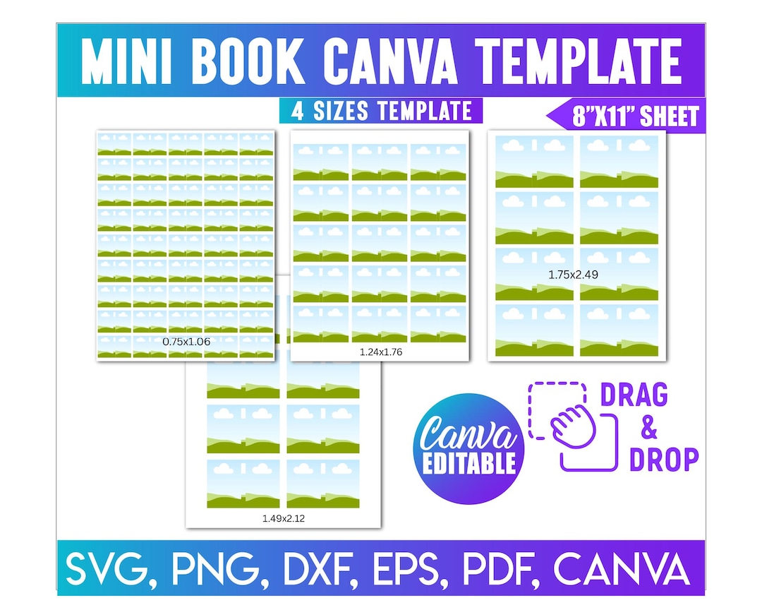 3 Mini Book Covers Canva Editable Template, Custom Mini Books, Books ...