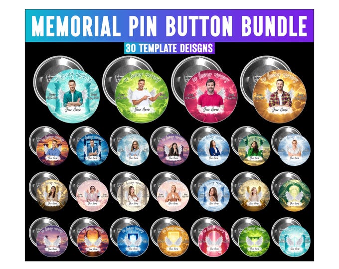 30 in Loving Memory Pin Button Canva Template, RIP PNG Templates ...