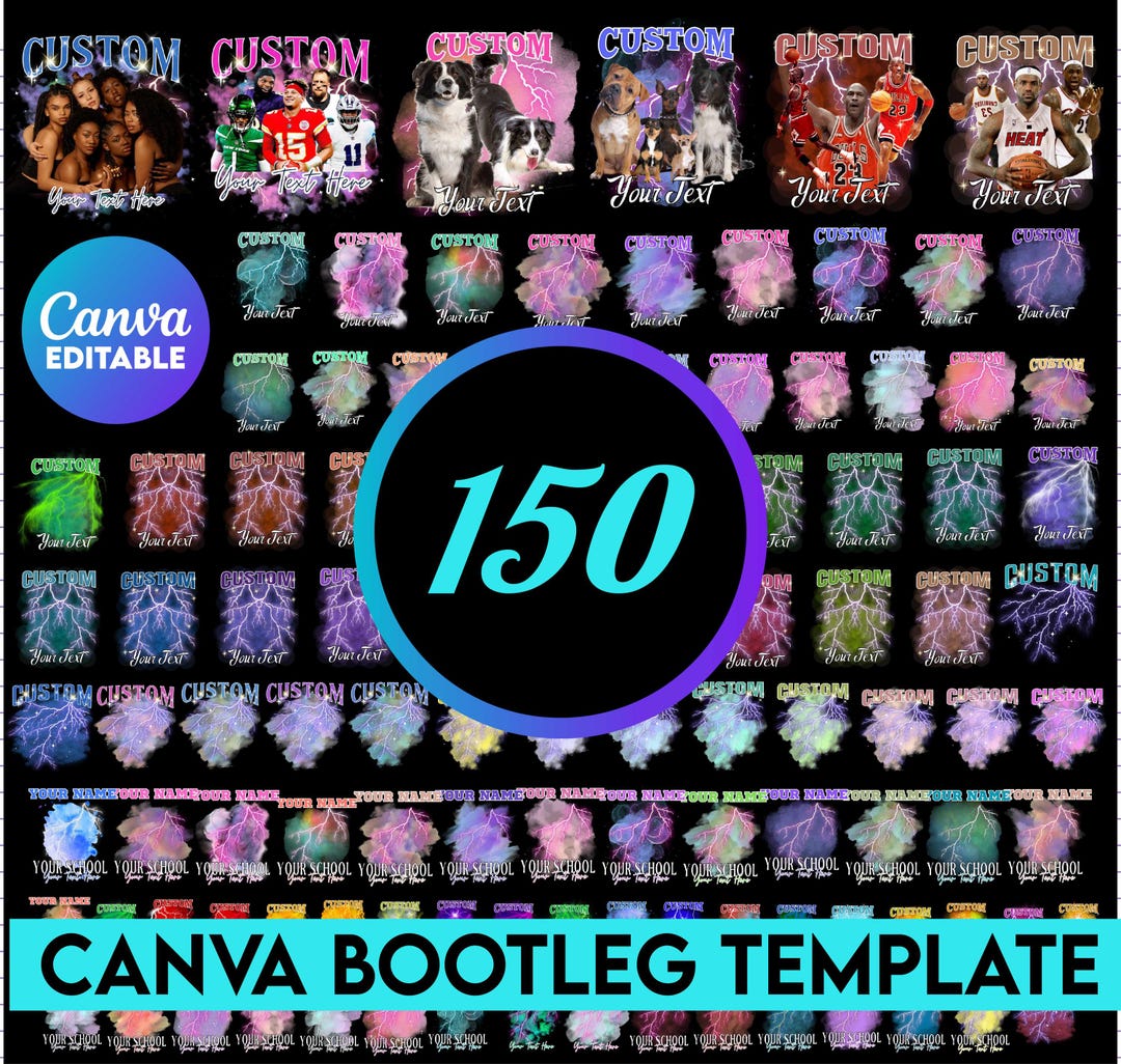 Custom Bootleg Rap Tee Canva Template Bundle, Custom Bootleg Shirt Mega ...