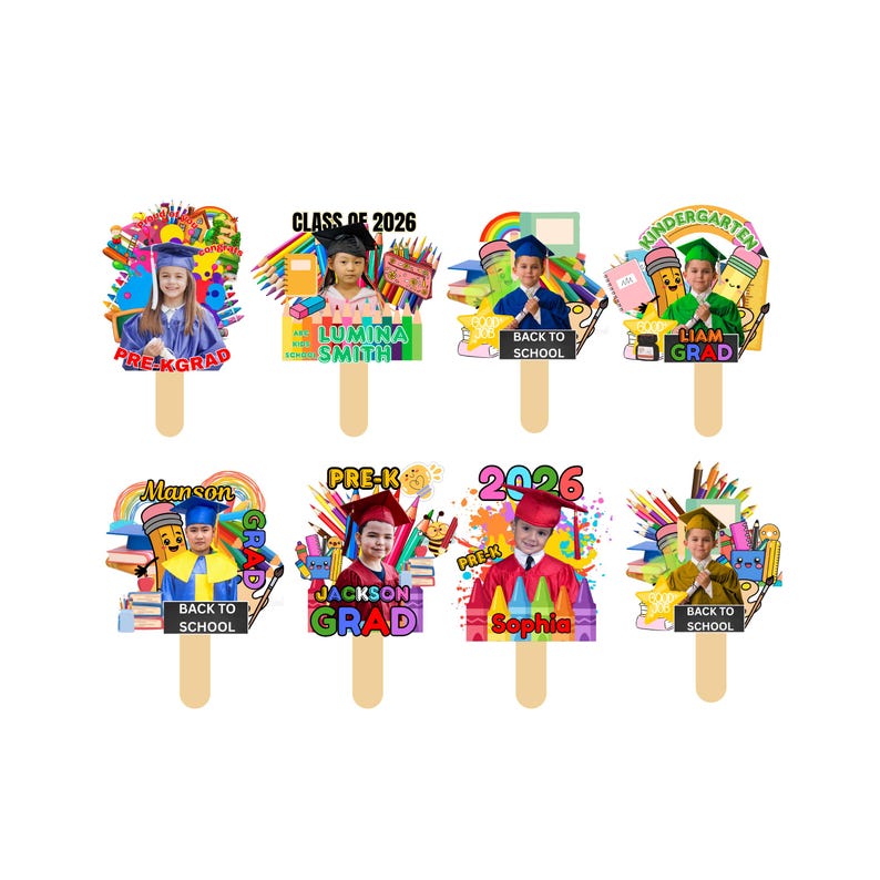 10 Kids Graduation Fan Template Bundle, Kindergarten Graduation Fan ...