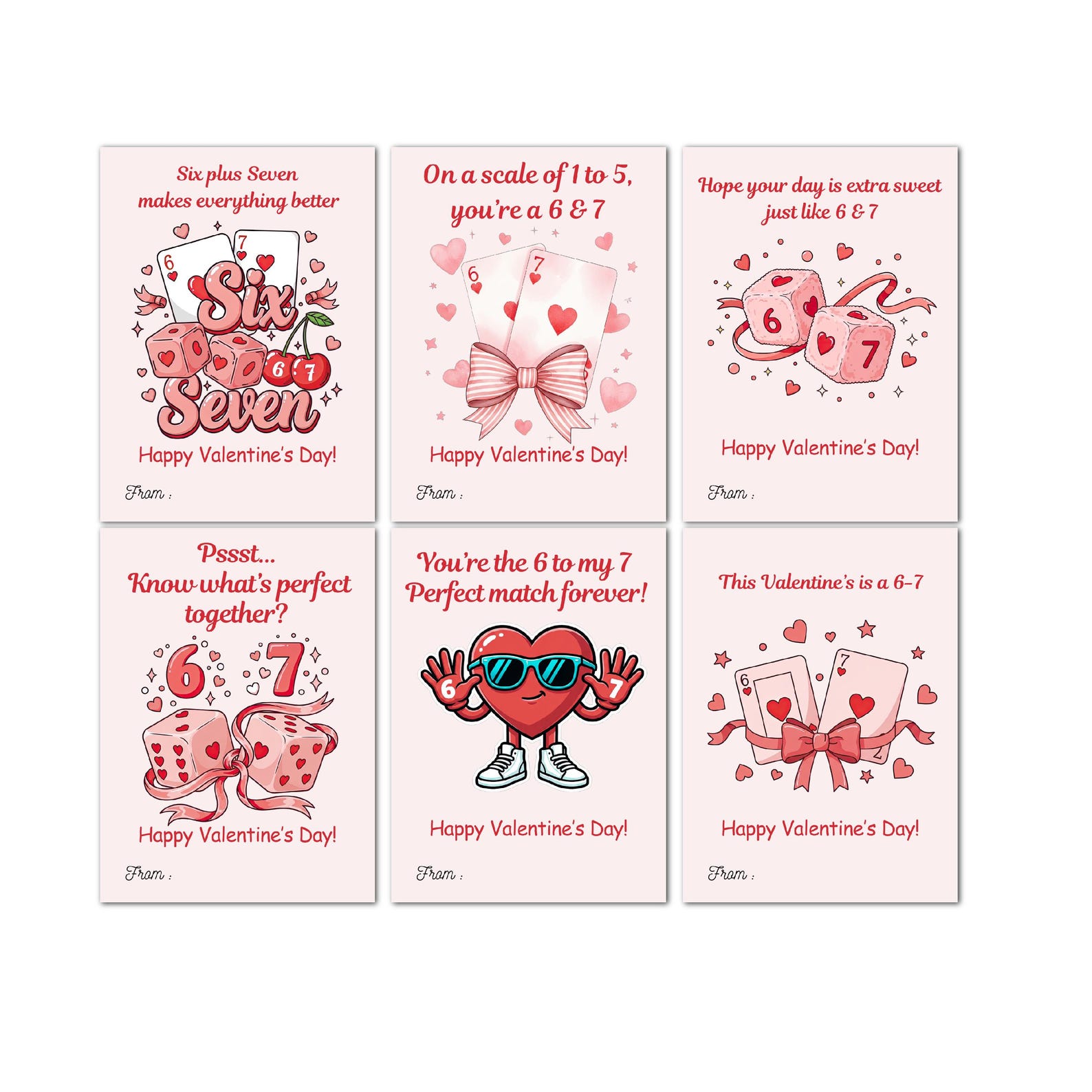 67 Valentine's Day Cards, School Valentine Card, Tweens Teens Classroom ...