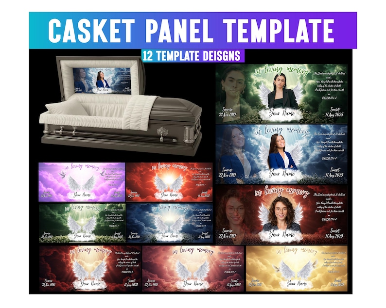 Casket Panel Template, Green Casket Panel, Celebration of Life ...