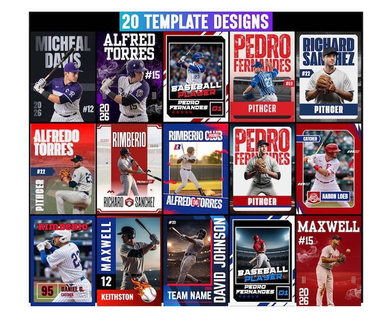 20 Custom Trading Card Template Designs, Editable Baseball Trading Card ...