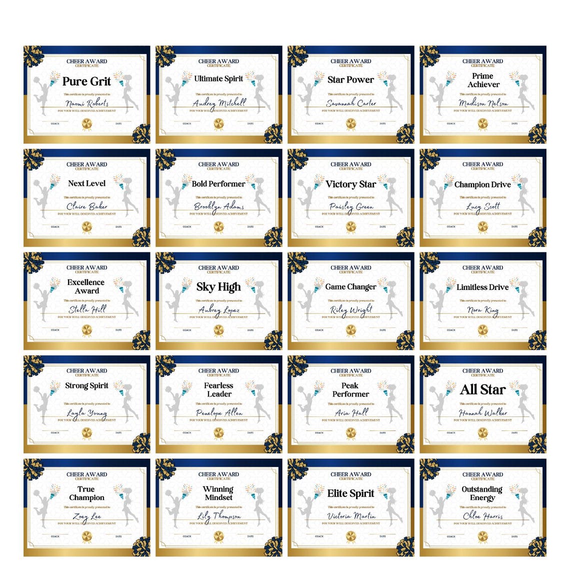Cheerleading Certificates Template, Cheerleading Awards, EDITABLE ...