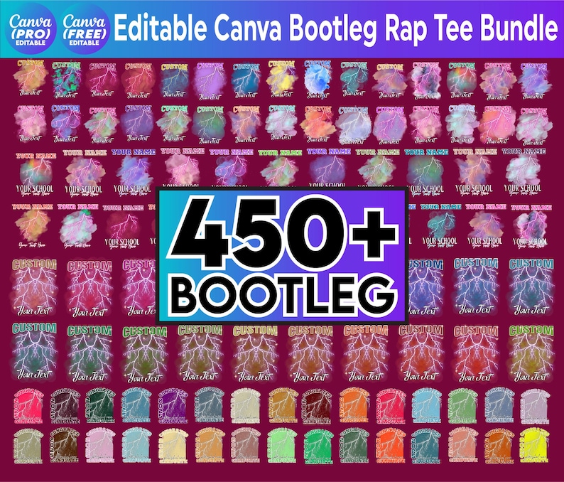 450+ Custom Bootleg Rap Tee Canva Template Bundle,pack Editable in ...