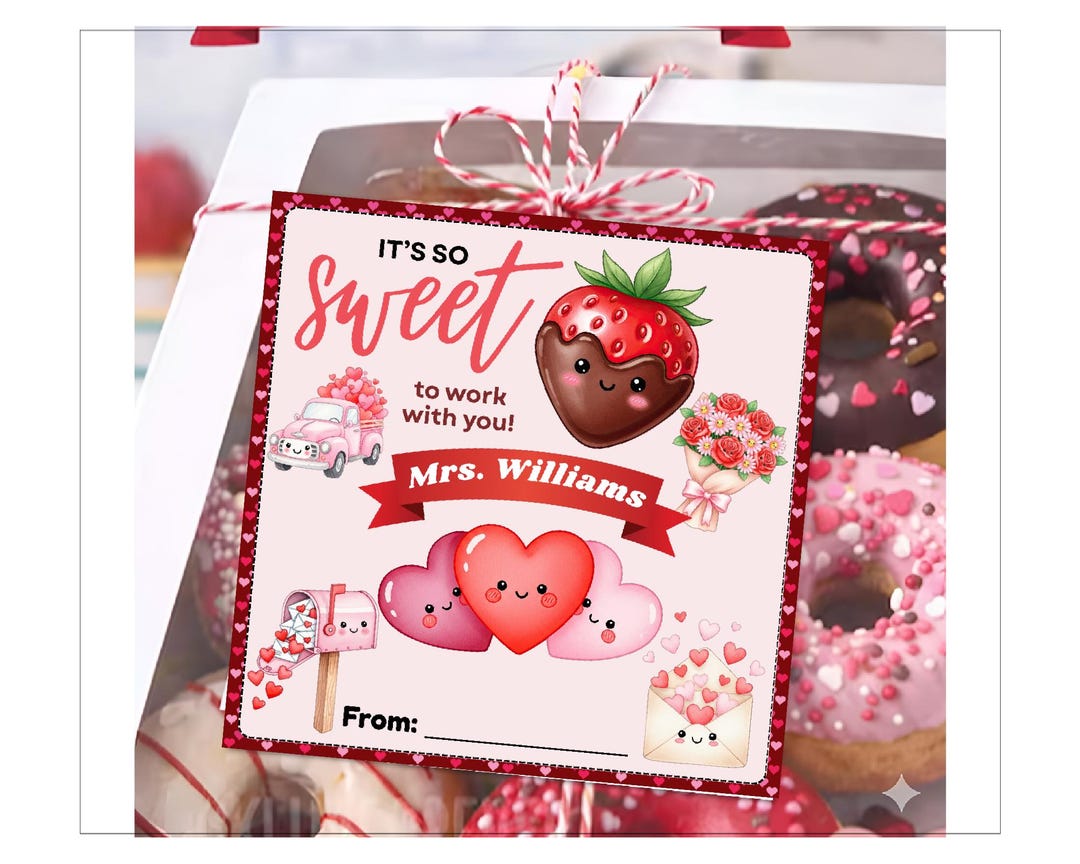 Teacher Valentine Tag, Editable Teacher Valentine, Editable Printable ...