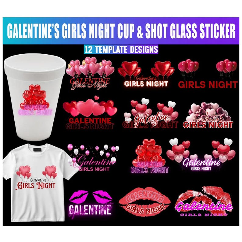 Galentines Party Bundle Canva Editable Template, Galentine’s Girls ...