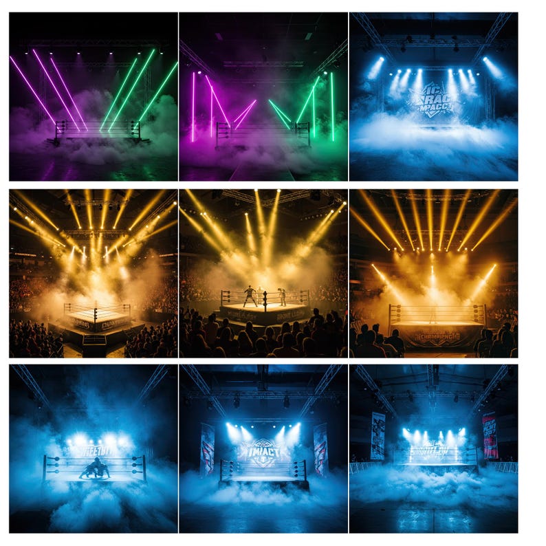 50 Wrestling Sports Backgrounds & Overlay Bundle, Wrestling Background ...