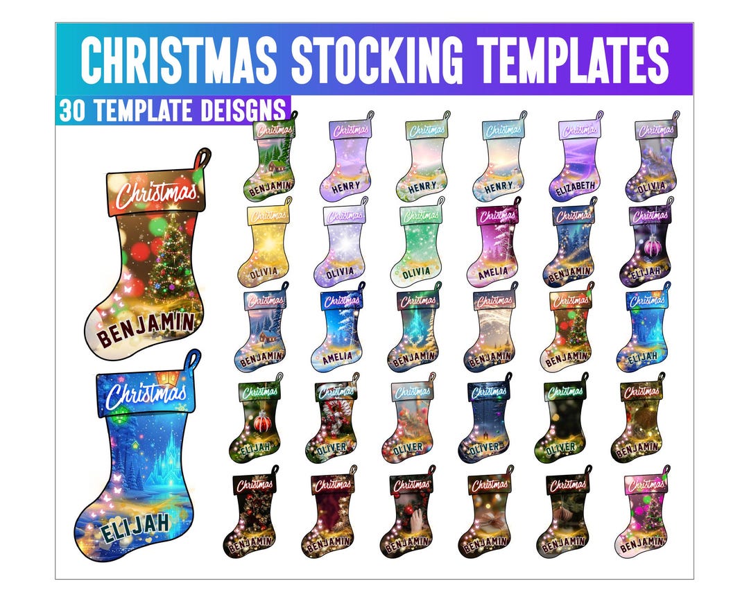 Christmas Stocking Sublimation Template, Canva Editable Christmas ...