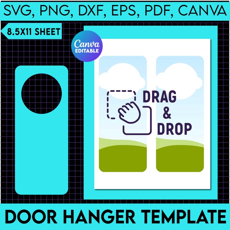 Door Hanger Template, Door Hanger Svg, Door Knob Hanger, Doorknob ...