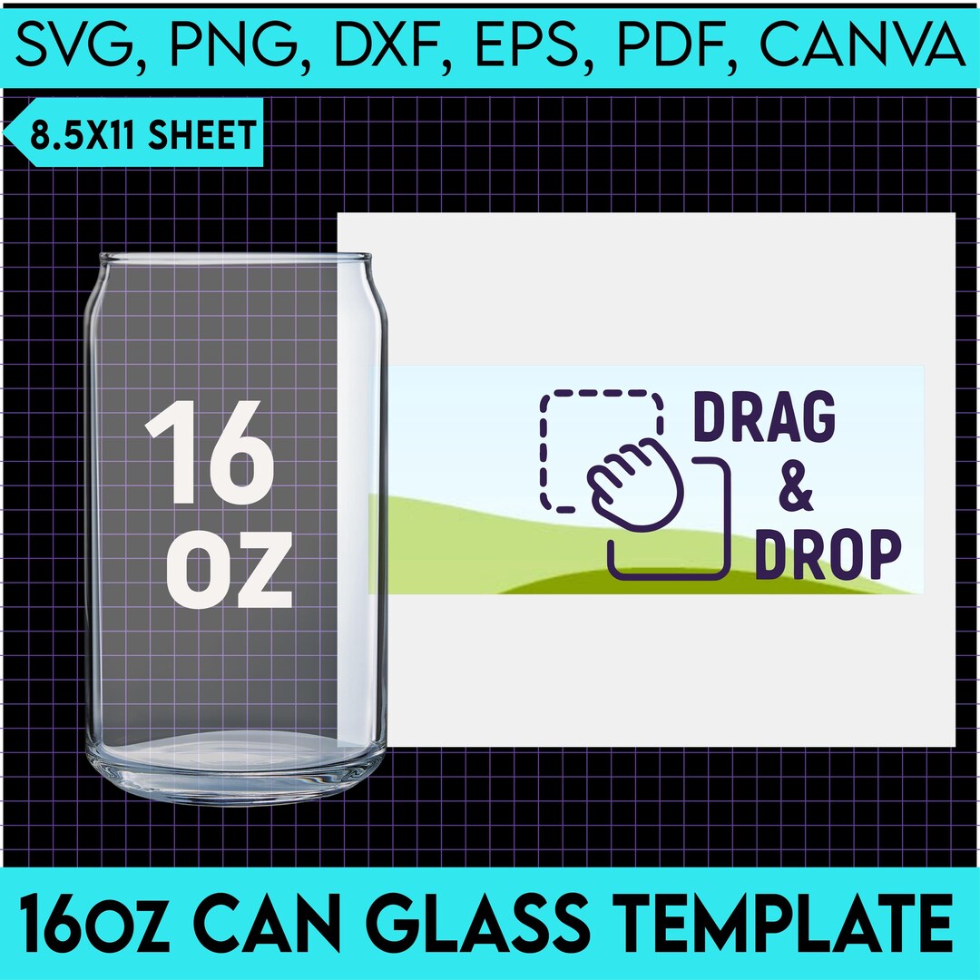16oz Can Glass Template, 16oz Frosted Glass Can Tumbler Sublimation ...
