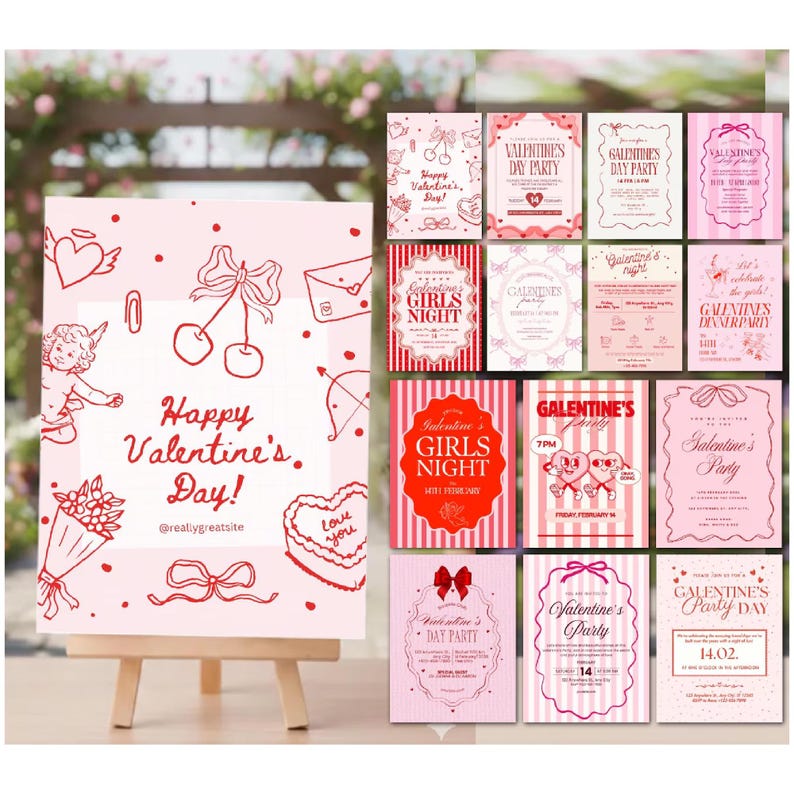 Galentines Party Bundle Canva Editable Template, Galentine’s Girls ...