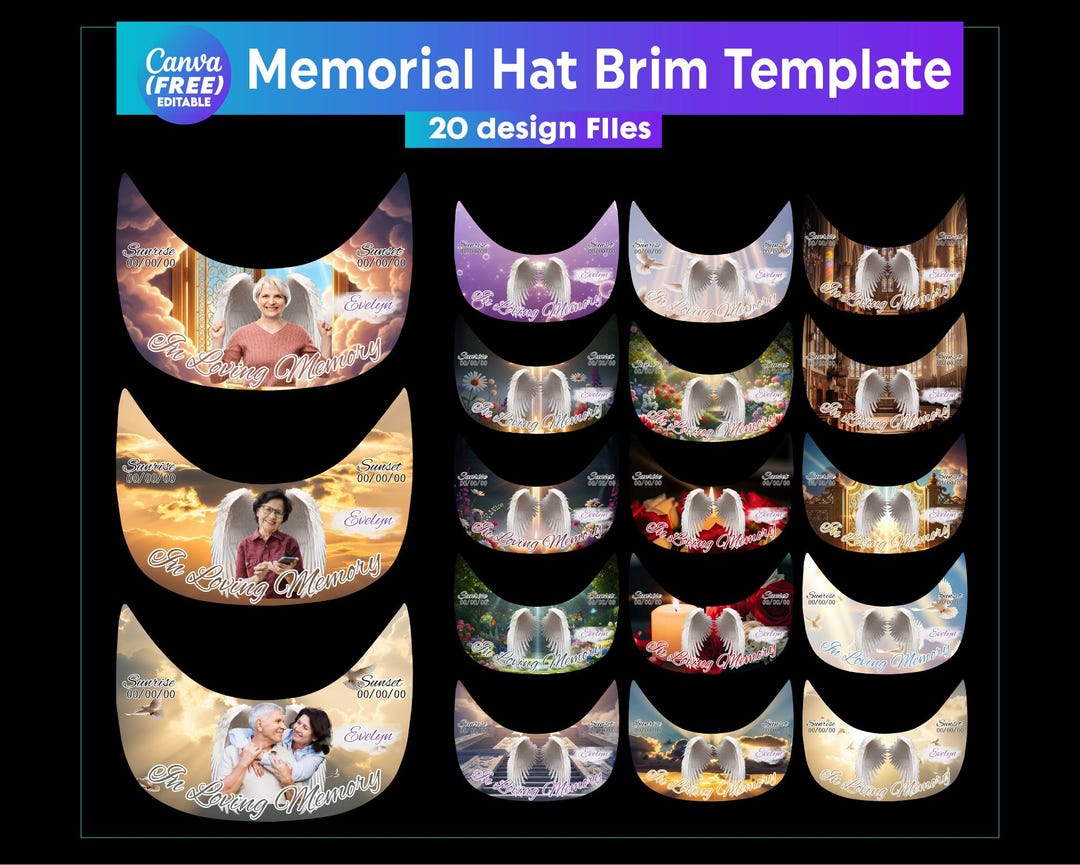 In Loving Memory Hat Brim Template, Hat Brim Canva Editable Template ...
