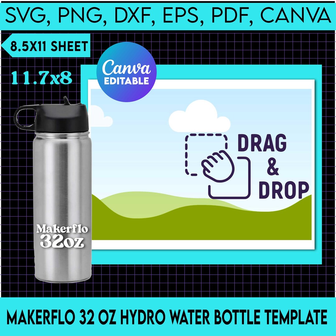 Makerflo 32 Oz Hydro Water Bottle , Tumbler Canva Template PDF ...