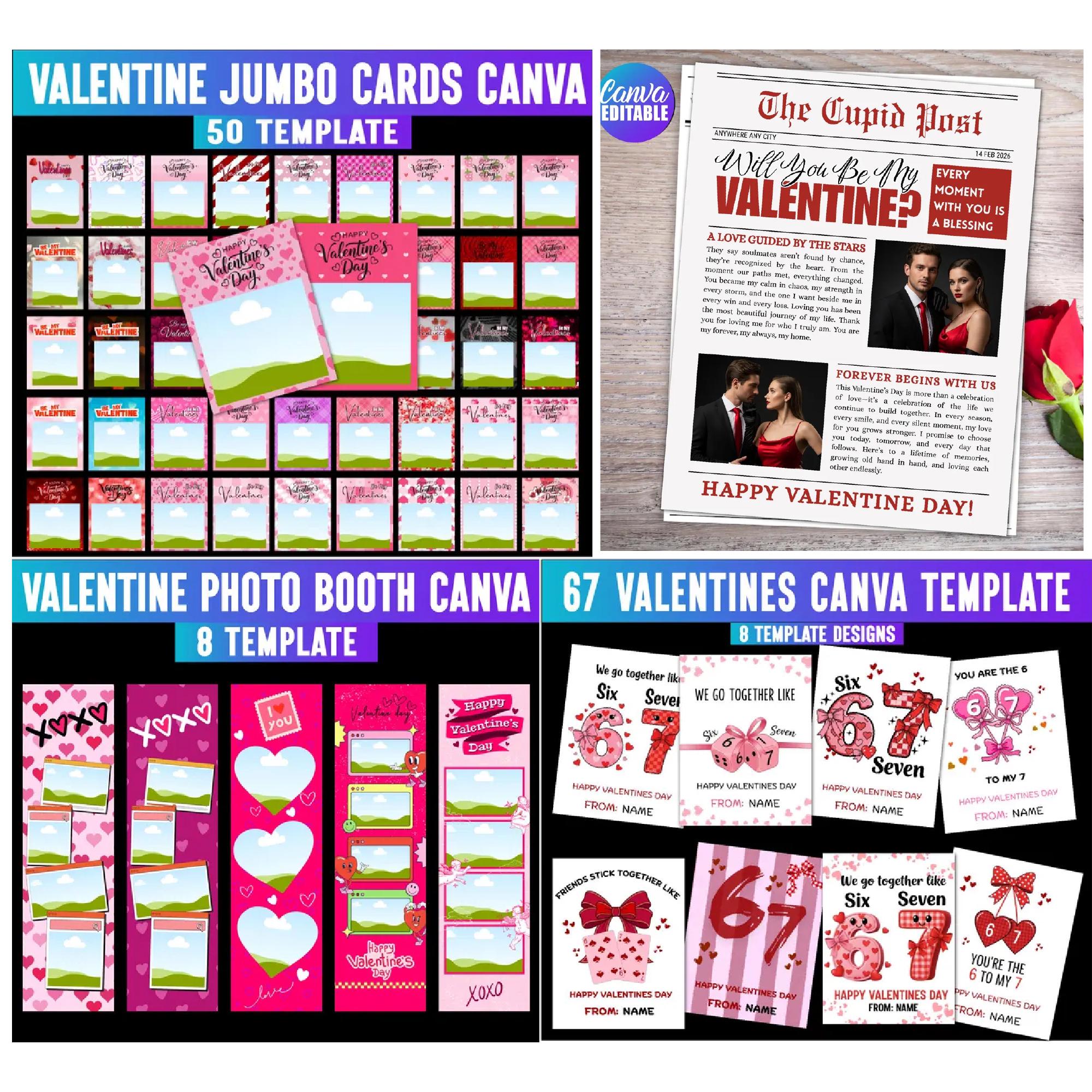 1200 Valentine Mega Bundle Canva Editable Template, Printable Valentine ...