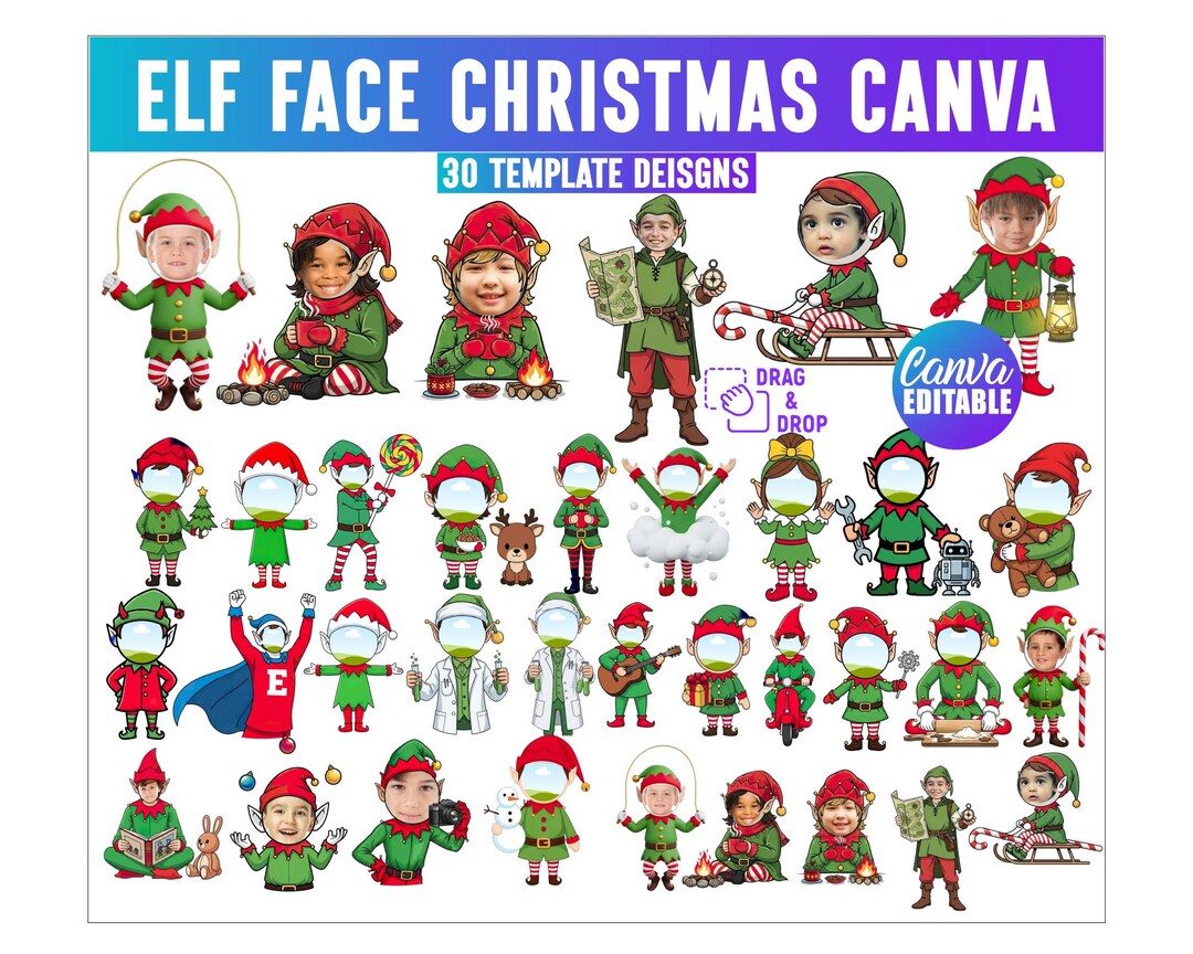 Elf Photo Templates, Add Your Face, Elf Face Blank, Christmas Craft for ...