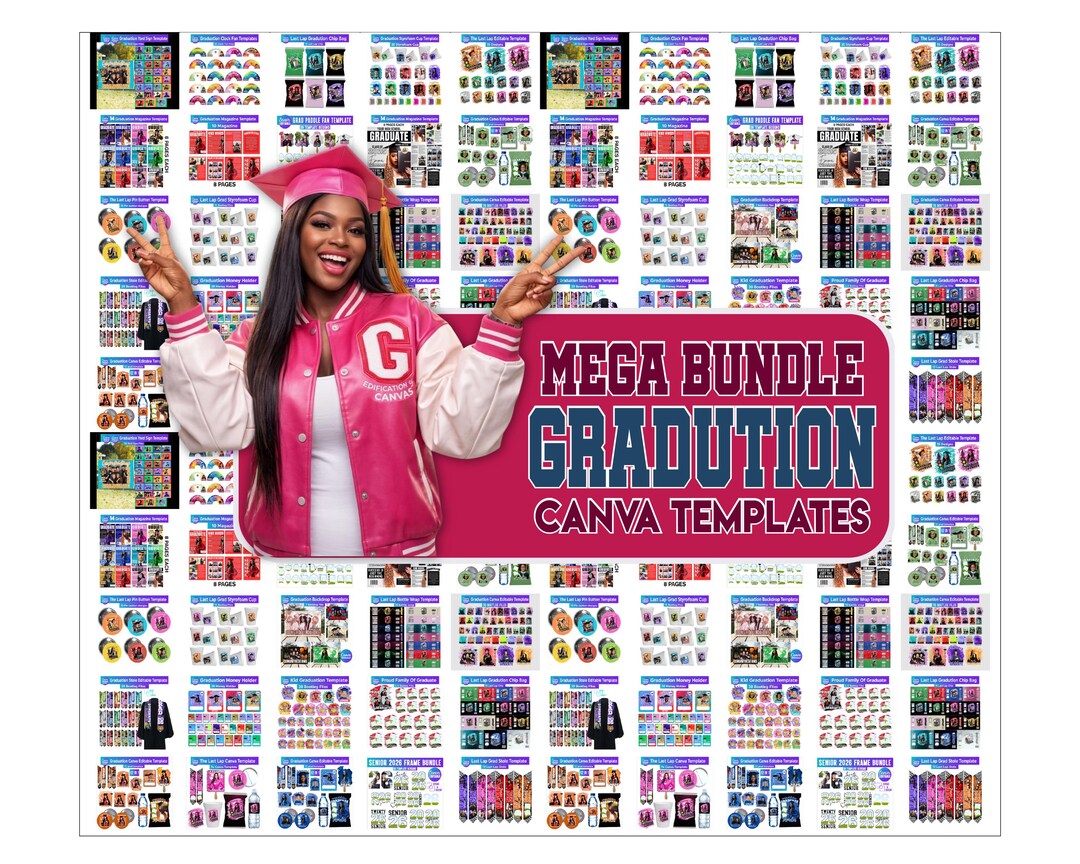 Graduation Mega Bundle Canva Templates, Newspaper, Banner, Party Favors ...