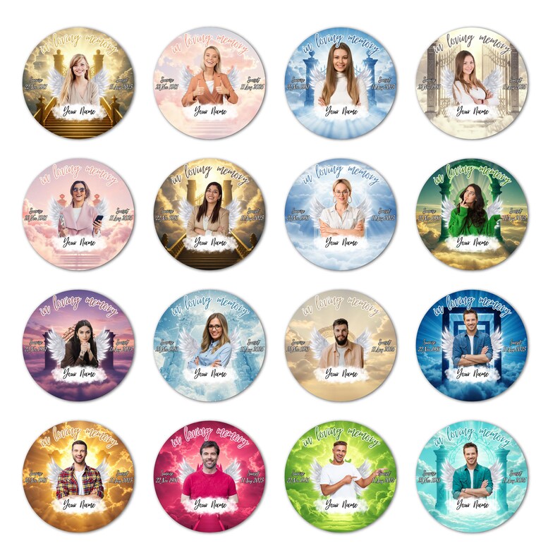 In Loving Memory Pin Button Canva Template, Funeral Botton Favors ...