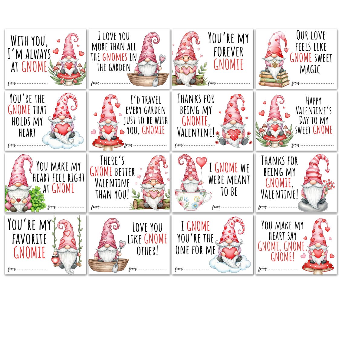 Editable Gnome Valentine's Day Cards Template, Printable Gnome ...