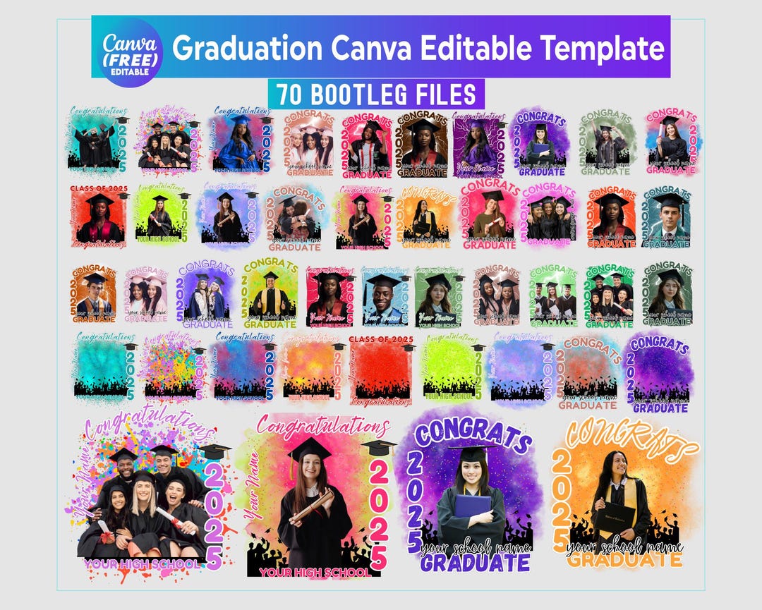 70 2025 Graduation Canva Template, Canva Grad Tshirt Template, Class of ...