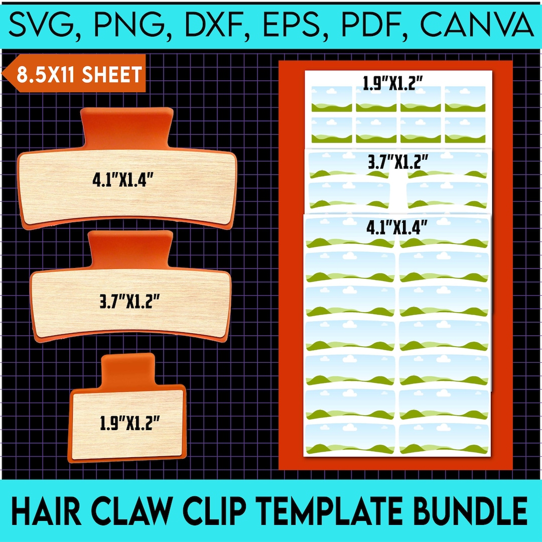 Hair Claw Clip Template Svg, Hair Claw Cover Template, Leather Hair ...