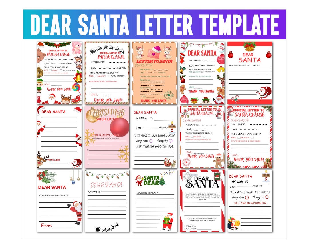 Christmas Dear Santa Letter Template, 15 Letter to Santa Canva Template ...