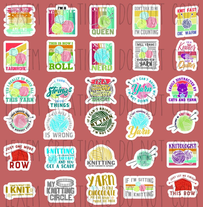 30 Knitter Sticker Set / Knitting / Yarn / Knit / Crochet / Wool / Hand ...