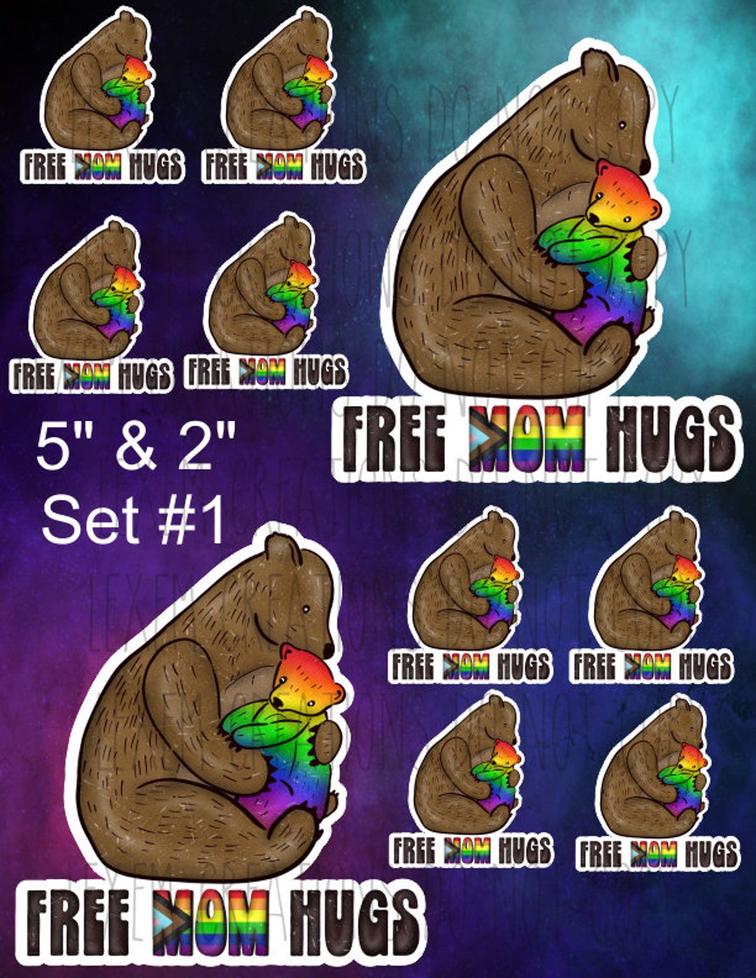 Stickers / Mom Hugs / Free Hugs / LGBTQ / Pride / Love / Gift for Men ...