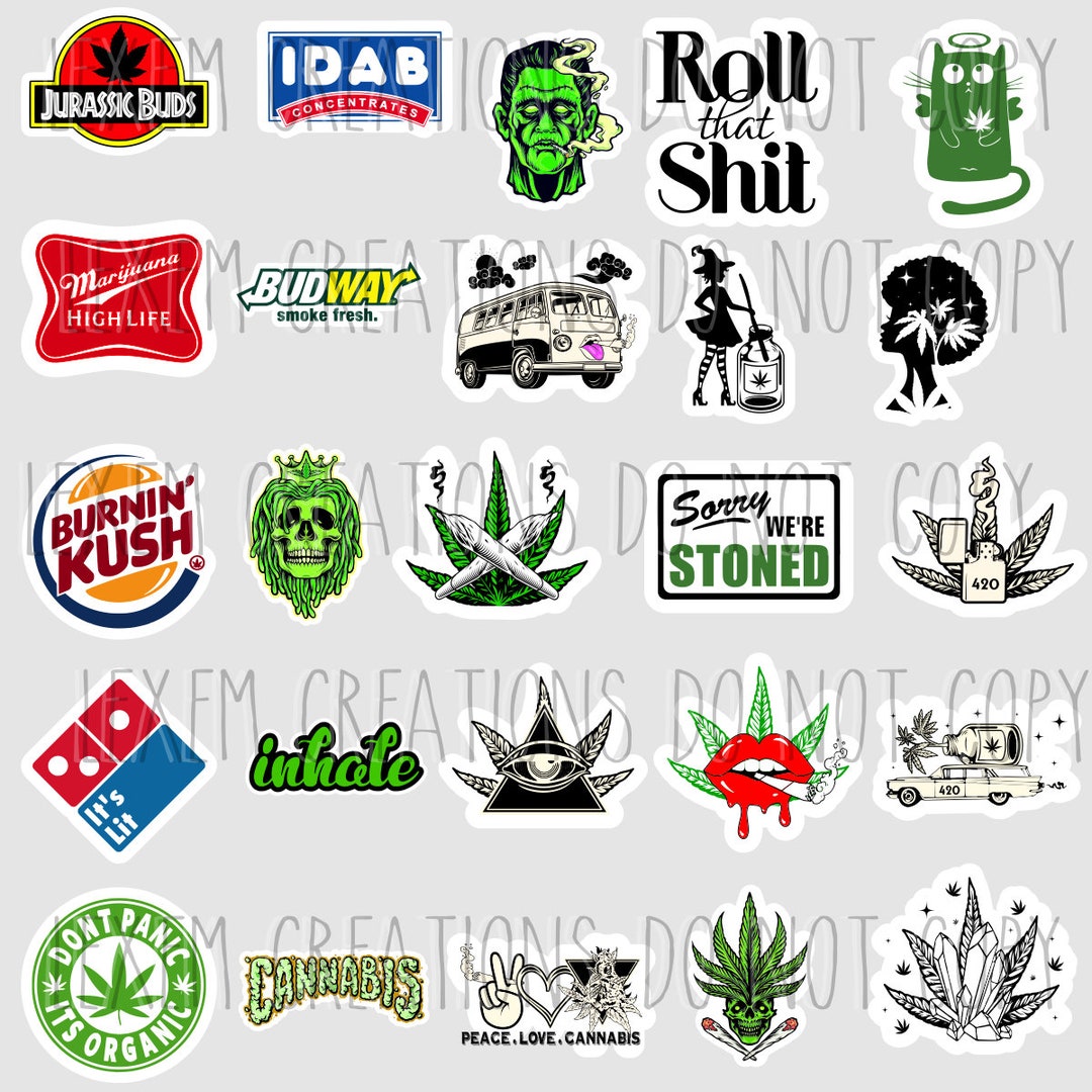 50 Weed / Cannabis / Adult / Stickers / Stoner / Smoke / Reefer / Skull ...