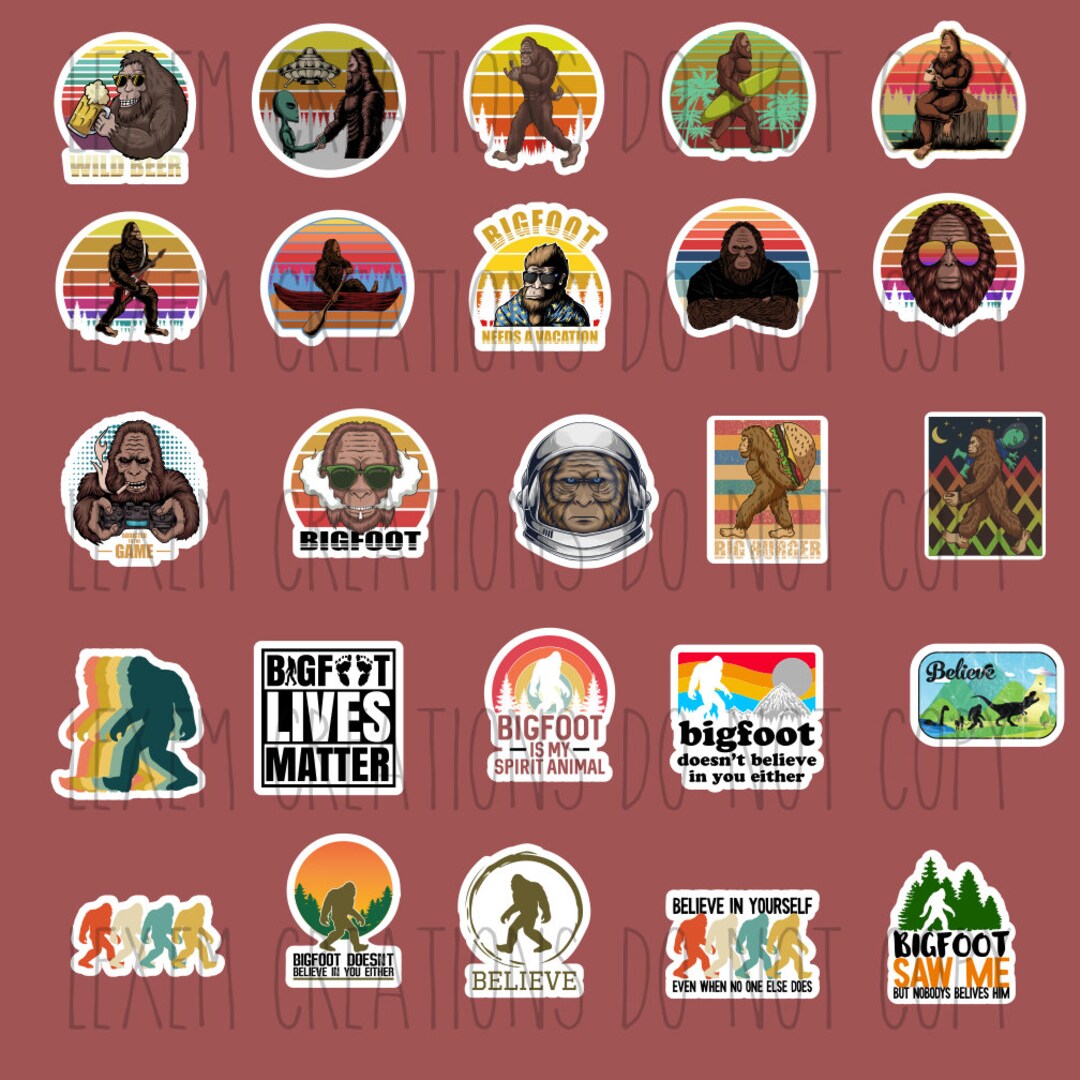 25 Big Foot / Sasquatch / Sticker Set / Yeti / Believe / Spirit Animal ...