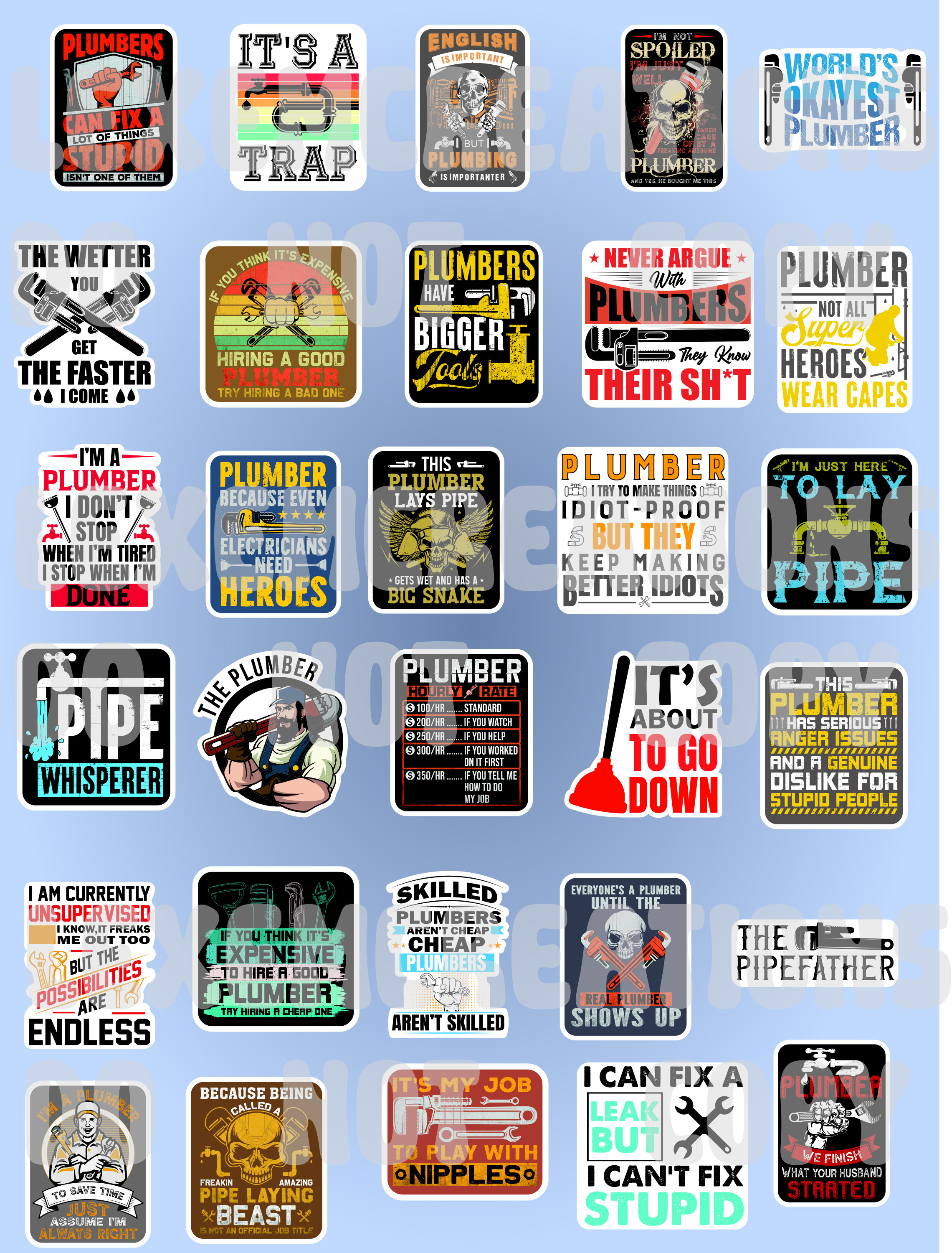 30 Funny / Plumber / Plumbing / Trades / Sticker / Decal / Hard Hat ...