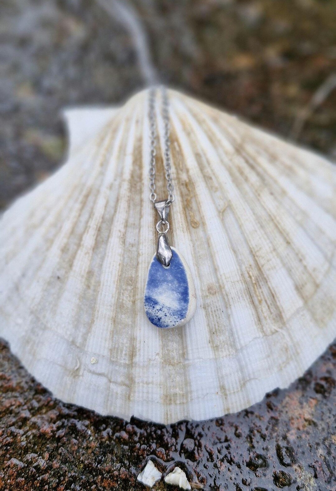 Scottish Sea Pottery Pedant and Stainless Steel Chain - Etsy