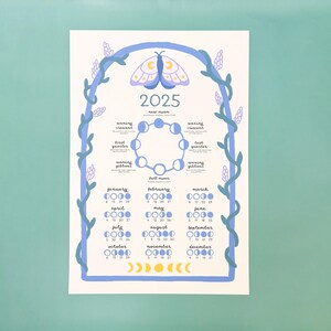 2025 Lunar Calendar // 13x19 Art Print // 2025 Moon Phases // Botanical ...