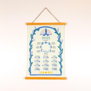 2025 Lunar Calendar // 13x19 Art Print // 2025 Moon Phases // Botanical ...