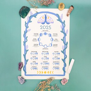 2025 Lunar Calendar // 13x19 Art Print // 2025 Moon Phases // Botanical ...