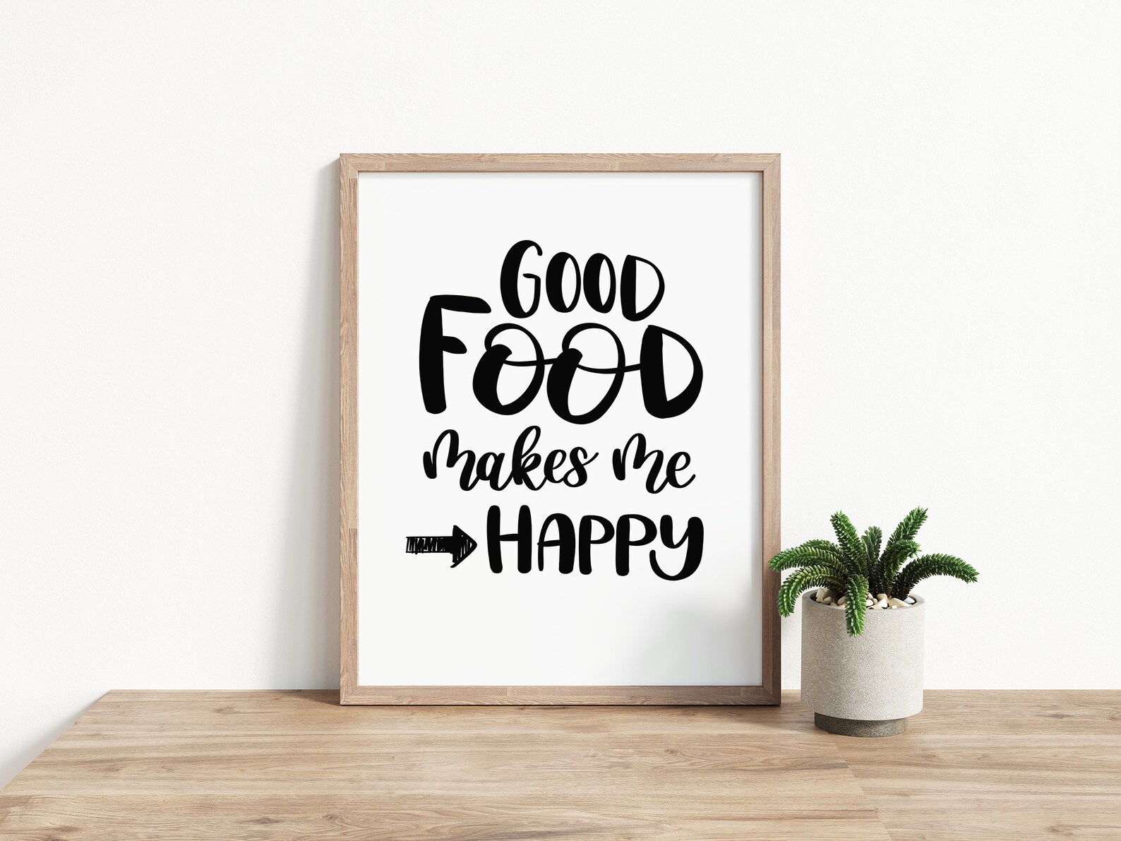 Art Print Lettering Image Good Food makes me happy | Etsy