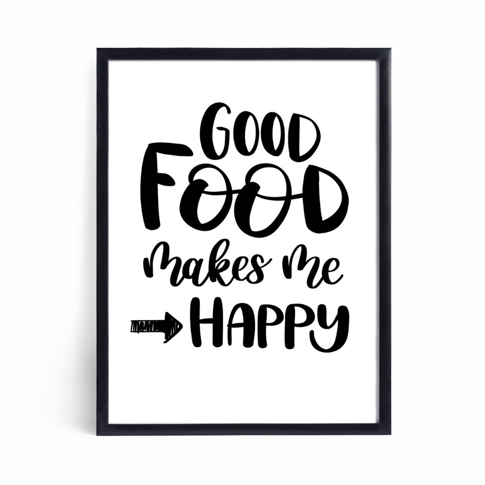 Art Print Lettering Image Good Food makes me happy | Etsy