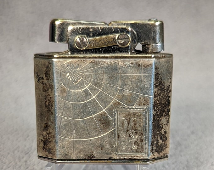 Rare Sterling Silver Semi-automatic Lighter - Hand Engraved Spiderweb ...