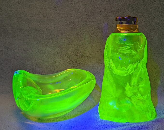 Rare Uranium Glass Smoking Set Murano Art Glass Vaseline Made in Italy ...
