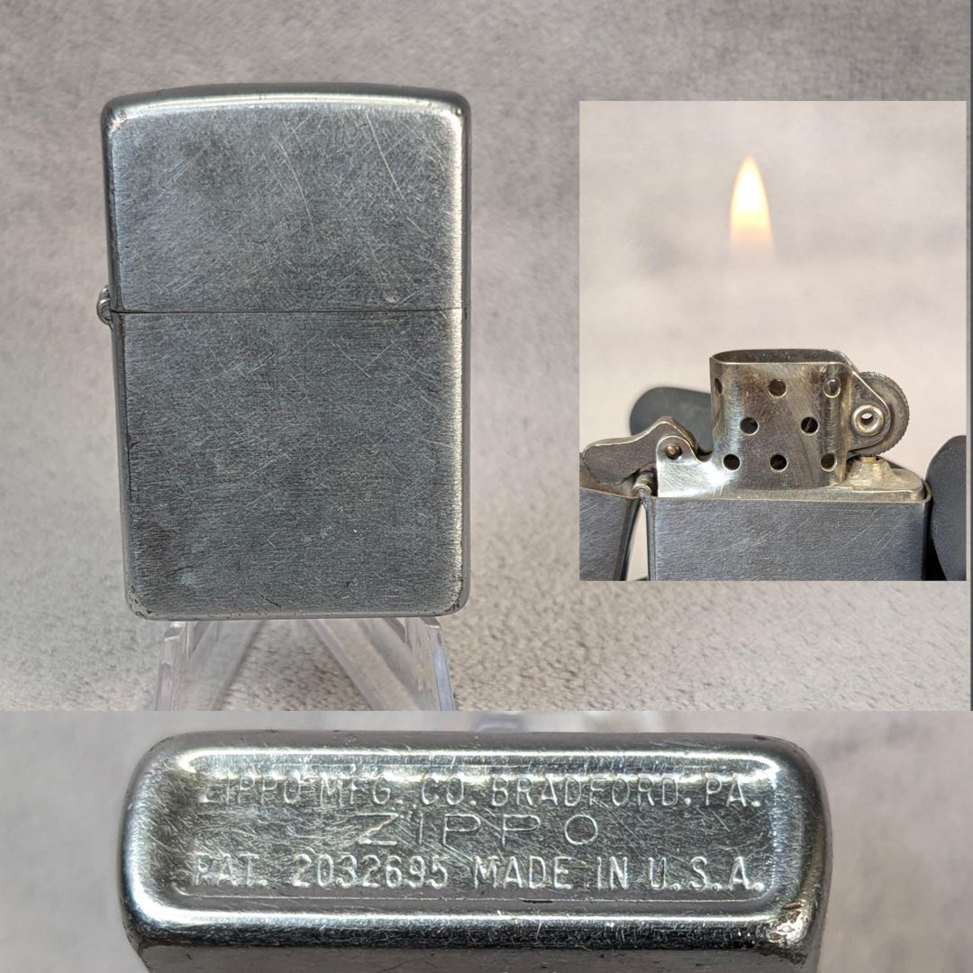 1951 Steel Case Zippo - Block Letter Logo, Brushed Finish - Well Worn ...