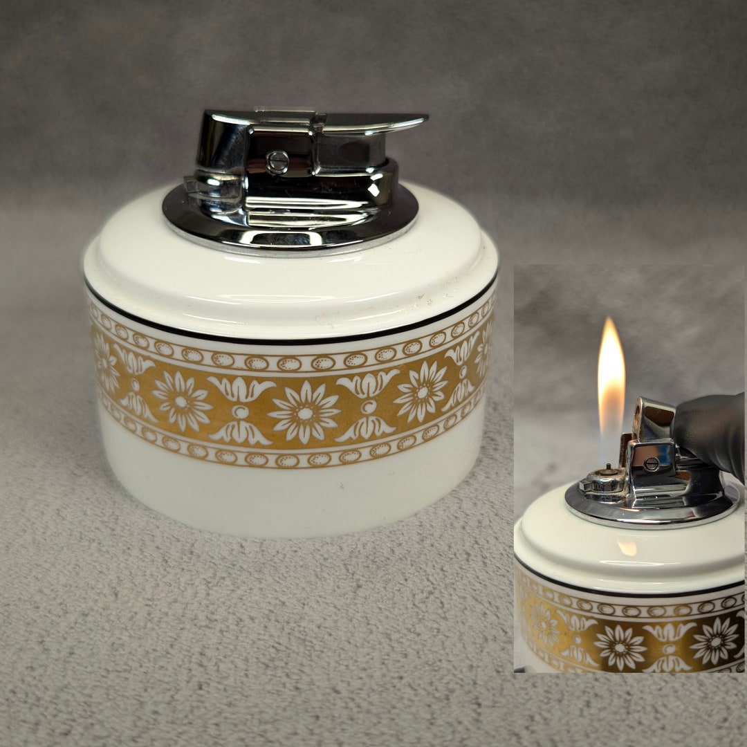 Ronson Varaflame Wedgwood Table Lighter - Butane - White and Gold ...