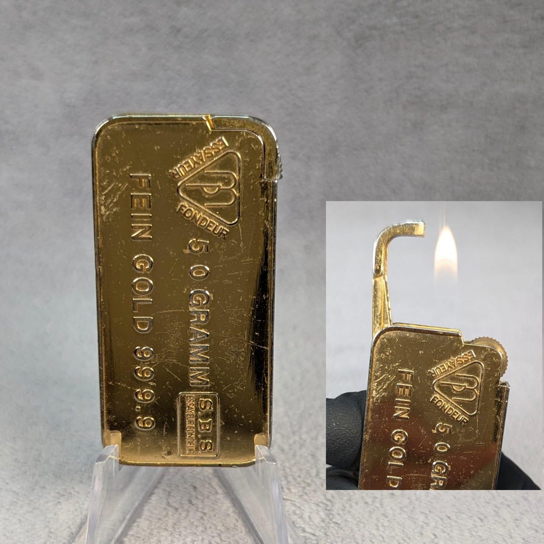 Rare Swiss Bank Replica Gold Ingot Lighter - Working Butane Lighter ...