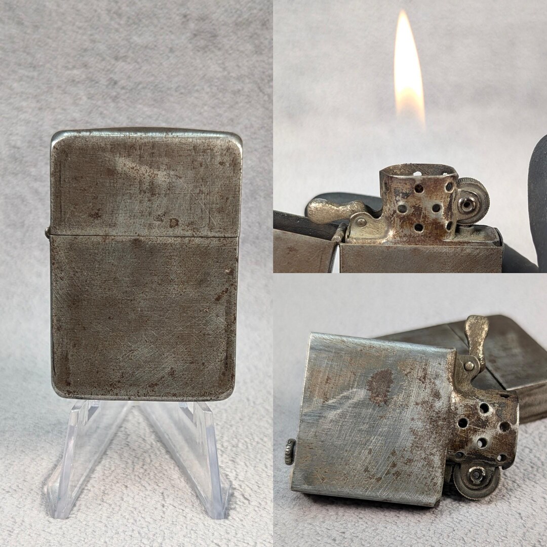 1942 4 Barrel Black Crackle Zippo - off Center Stamp Manufacturing Flaw ...